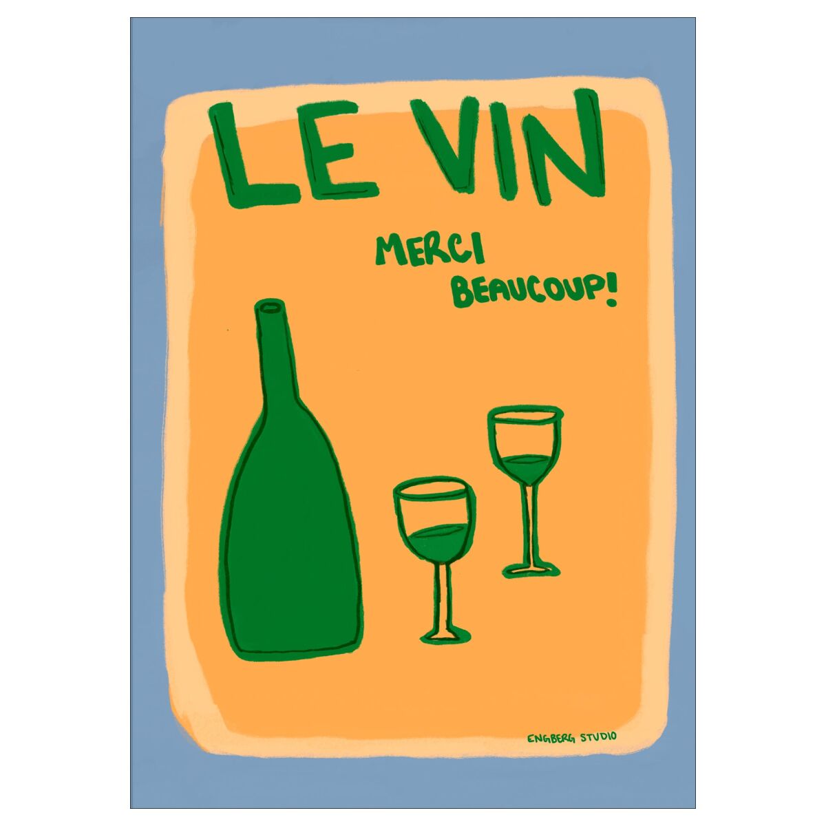 Le Vin, Merci! French Wine Art Print – Elegant and Playful Wall Decor ...