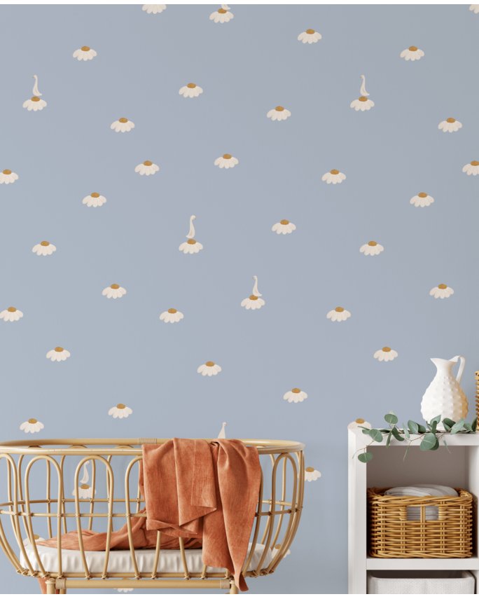 Sweet camomile sky blue wallpaper – Urban nest